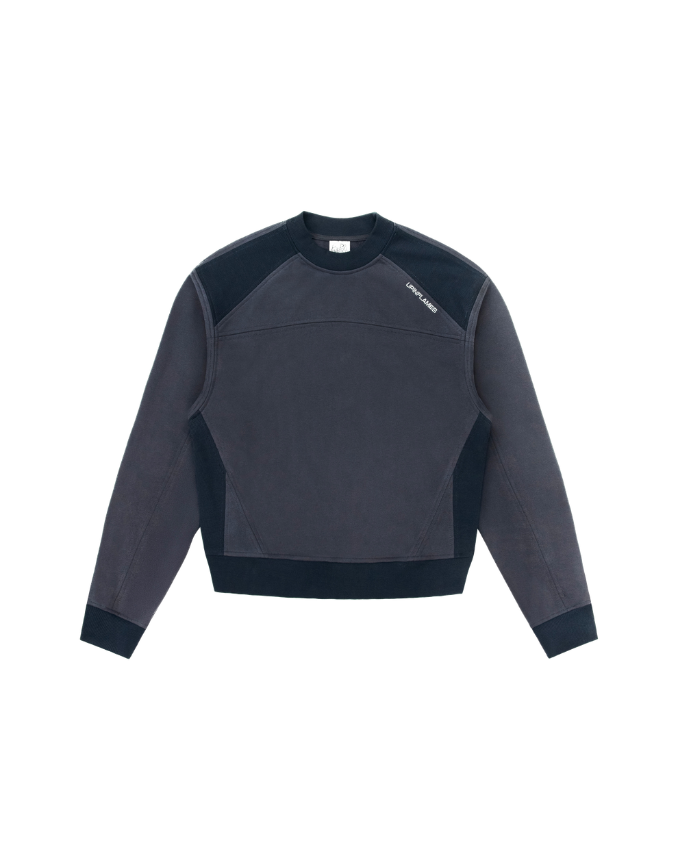 Ribbed Panel Crew Neck - Navy – Up In Flames